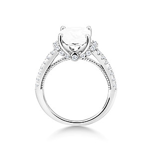 Gem Stone King 4.00 Cttw Swiss Blue Topaz and White Created Sapphire Engagement Ring For Women Set In 925 Sterling Silver | 10X8MM Cushion Cut | Available in size 5, 6, 7, 8, 9