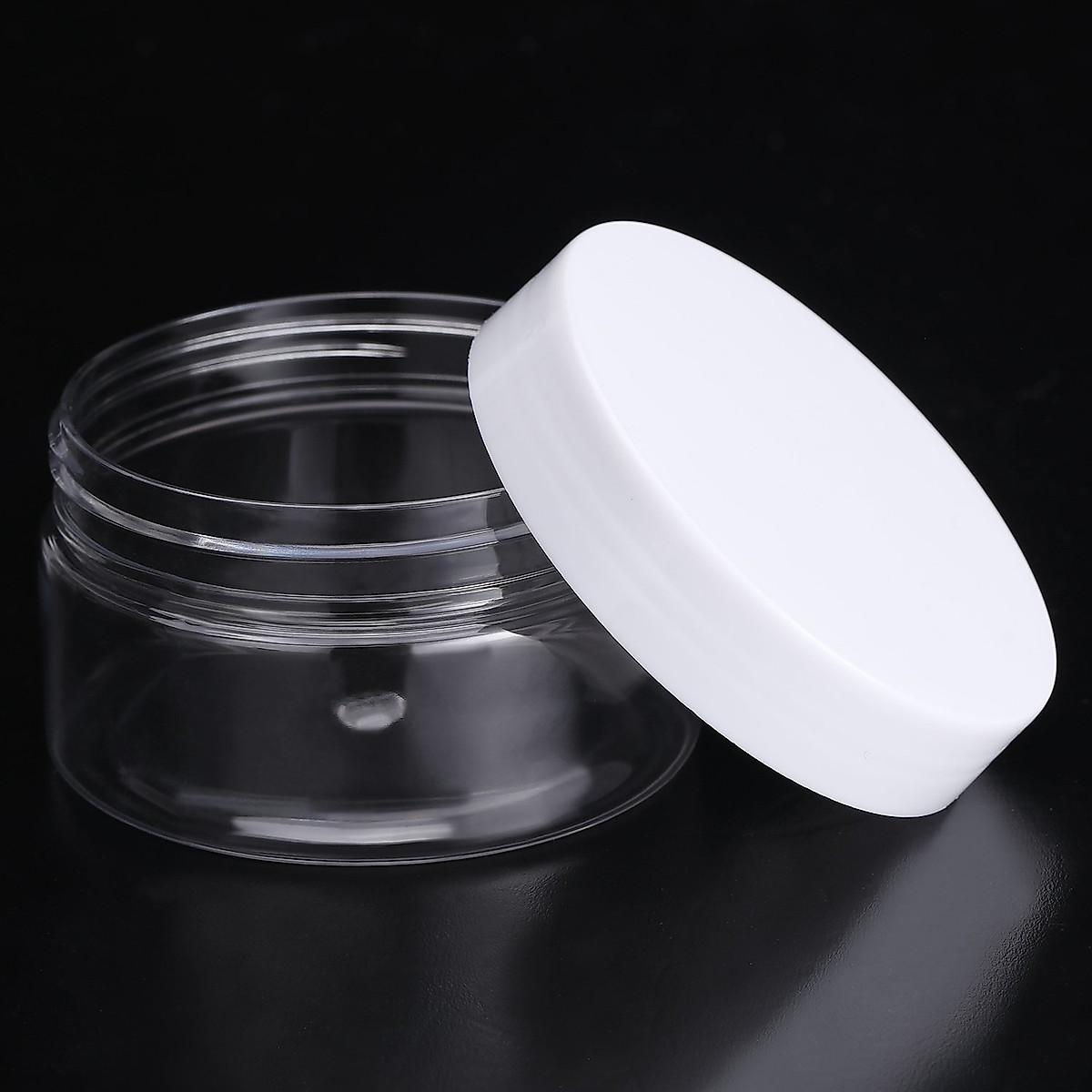 Empty 12 Pack Clear Plastic Storage Favor Jars Wide-mouth Plastic Containers with Lids for Beauty Products, DIY Making or Others (4 oz, White)