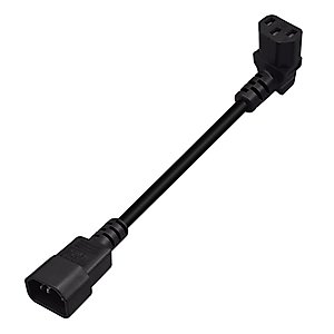 Toptekits IEC 320 90 Degree C13 3-Pin Female to C14 3-Pin Male PDU UPS Power Supply Extension Cord,IEC C14 to C13 Power Cable PDU UPS Plug/Socket UP 90 Degree Wall-Mounted LCD TV(0.33ft/10cm)