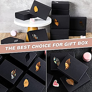 30 Pcs Soap Packaging Box Kraft Soap Box with Window Soap Boxes for Homemade Soap Leaf Window Box for Soap Homemade Soap Making Supplies Packaging for Party Favor Treats 3.82 x 2.76 x 1.18 Inch (Black)