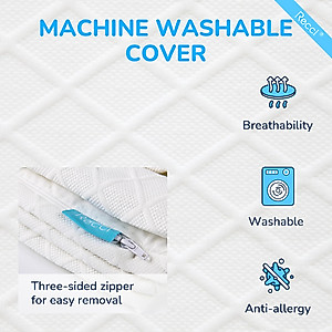 RECCI 3 Inch Queen Memory Foam Mattress Topper, Pressure-Relieving Mattress Topper for Back Pain, Non-Slip Design with Removable & Washable Cover, CertiPUR-US Certified, Queen Size