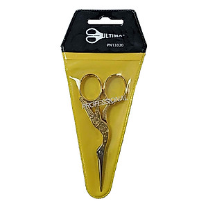 Ultima 3-1/2-Inch Forged, Gold-Plated, Stork Embroidery & Sewing Scissors