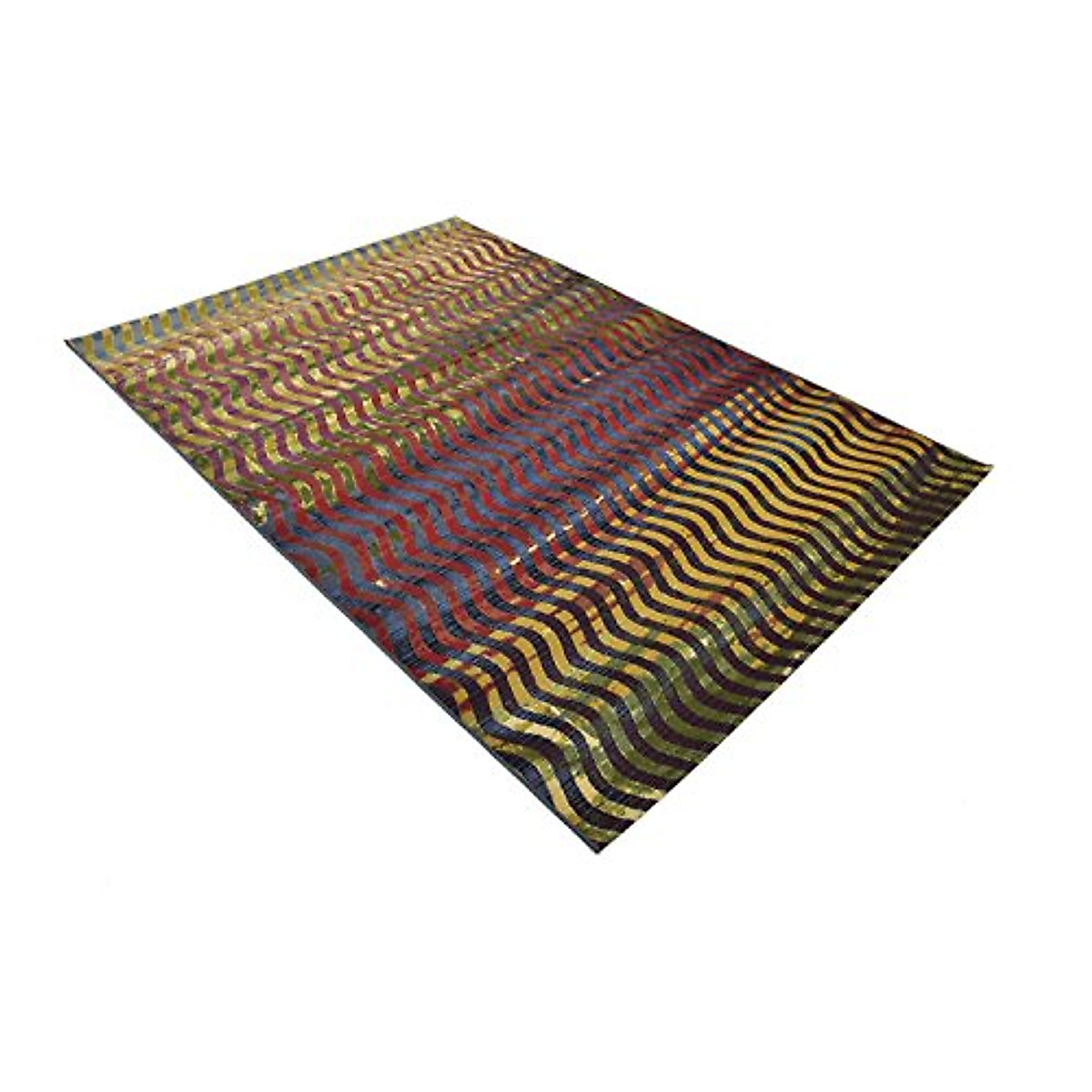 Unique Loom Outdoor Modern Collection Area Rug - Wavy (5' 3" x 8' Rectangle, Multi/ Beige)