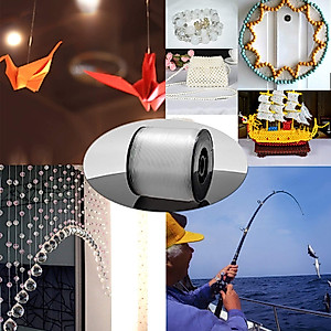 Clear Invisible Hanging Wire 0.9mm Up to 60lbs,656Feet(200M) Strong Nylon Thread for Beading Sewing Ornaments with 60Pcs Aluminum Crimping Sleeves,Hanging Kit for Picture Frame,String Light Hanging