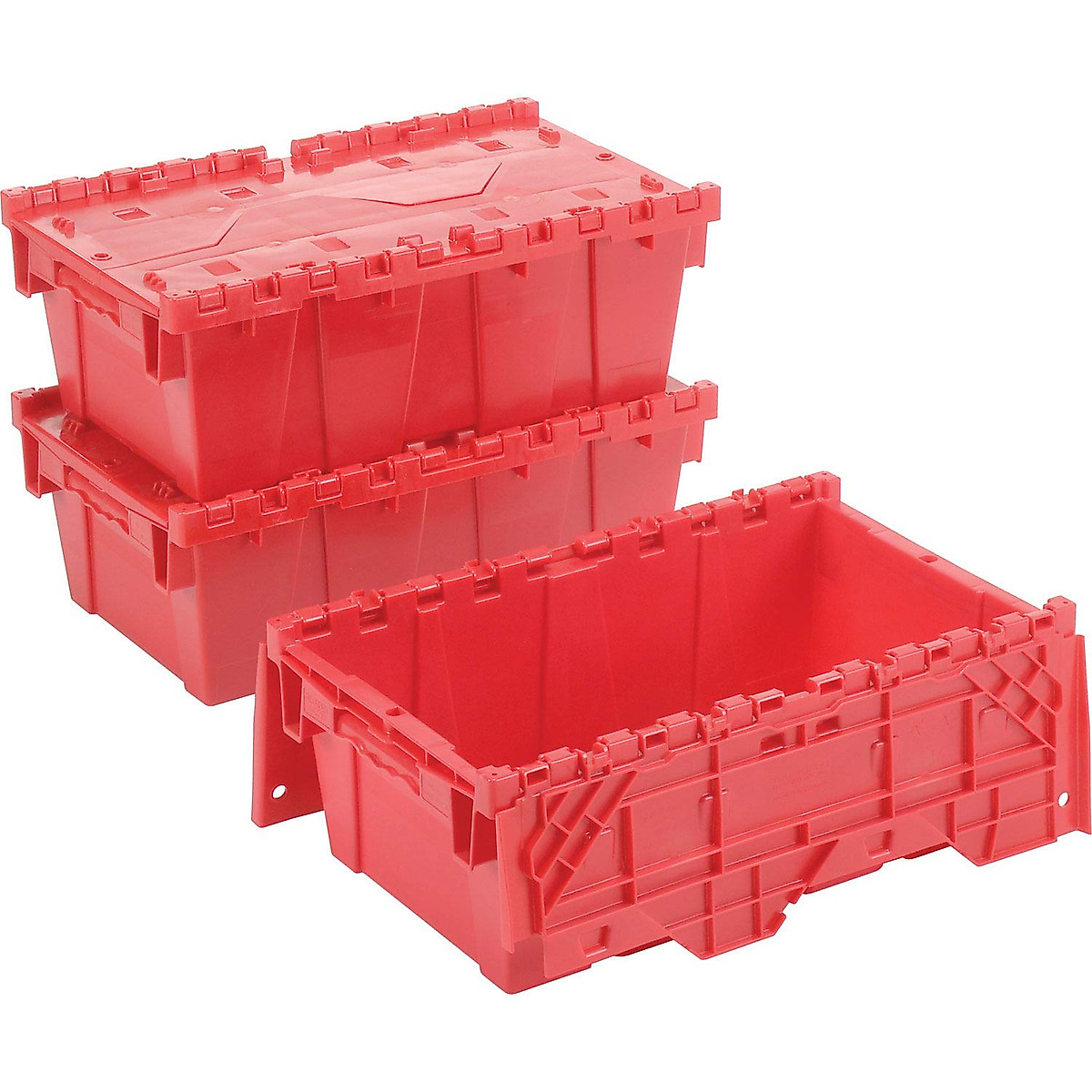Global Industrial Distribution Container With Hinged Lid 19-5/8x11-7/8x7 Red