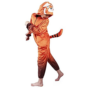 Cosroyce Halloween Red Panda Costume Kid's Raccoon Costumes Jumpsuit Onesie Outfit Mei Cosplay for Girls, Kids-S(Height:41inch-45inch) (CR-RP01)