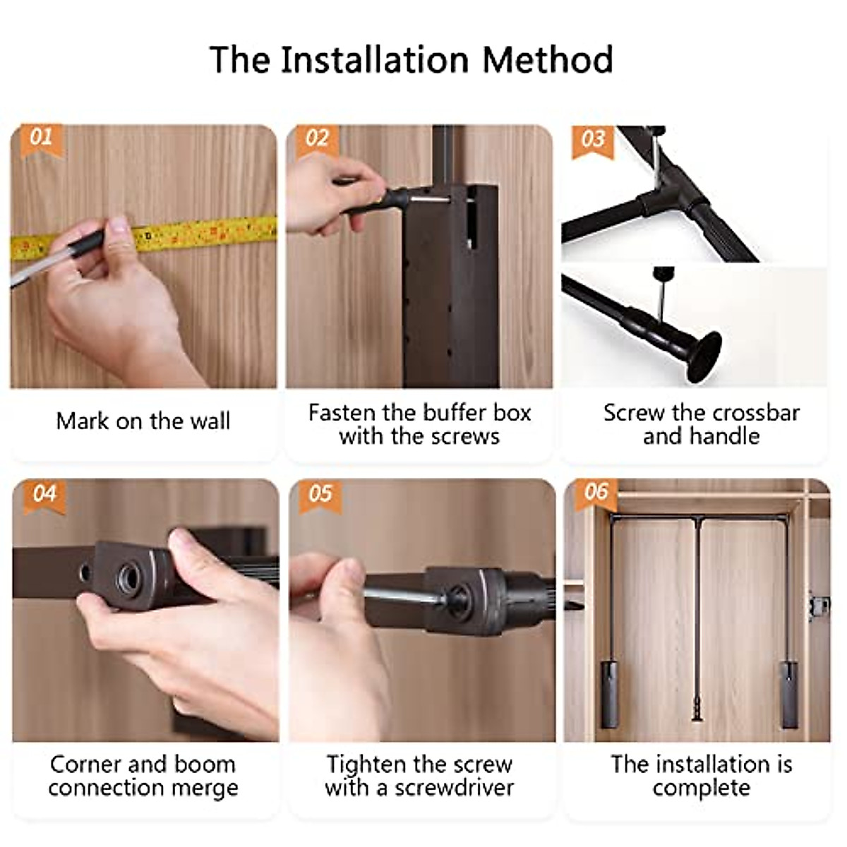 mellifuous Pull Down Closet Rod Adjustable Extender Closet Hanging Rod, 30 lbs Load Capacity Closet Bar for Hanging Clothes, Wardrobe Lift Saving Space Aluminium Rod Automatic Rebound (26''-35'')