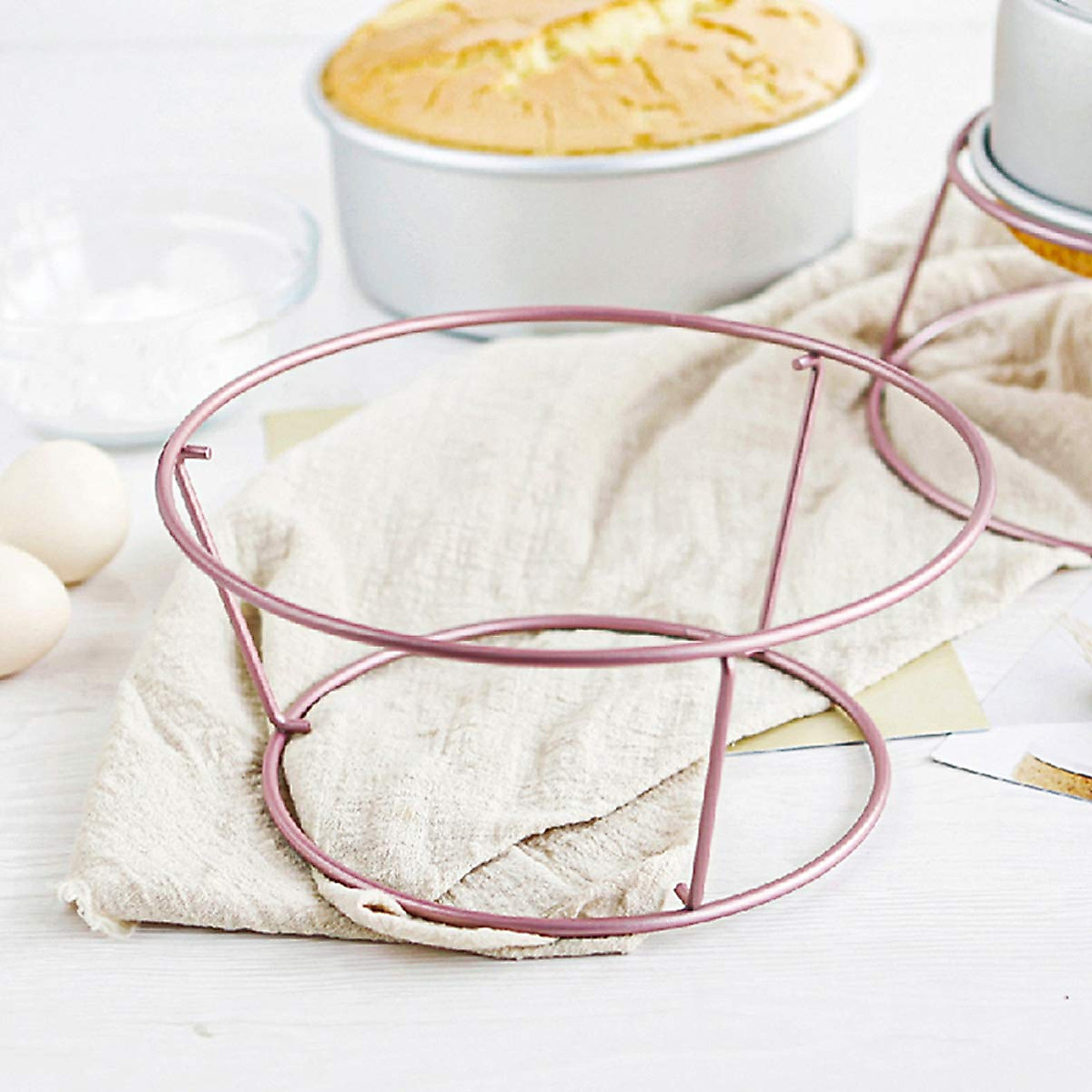 Hemoton Bread Cooling Rack Cooling Rack Round Mega Cooling Rack Roasting Rack Baking Cooling Rack Cake Mold Rack Pastry Rack Rose Gold Cake Stand Cake Holder Large Stainless Steel Chiffon