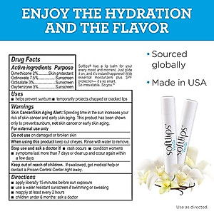 Softlips Daily Lip Moisturizer For Very Dry Lips, Vanilla Flavored Lip Balm, SPF 20, Hydrates, Soothes & Prevents Dry, Chapped Lips, Smooth Glide Formula, Dermatologist Tested, Pack of 2 Chap Sticks