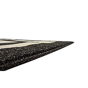 Unique Loom Athens Collection Classic Geometric Modern Border Design Area Rug, 9 ft x 12 ft, Black/Beige