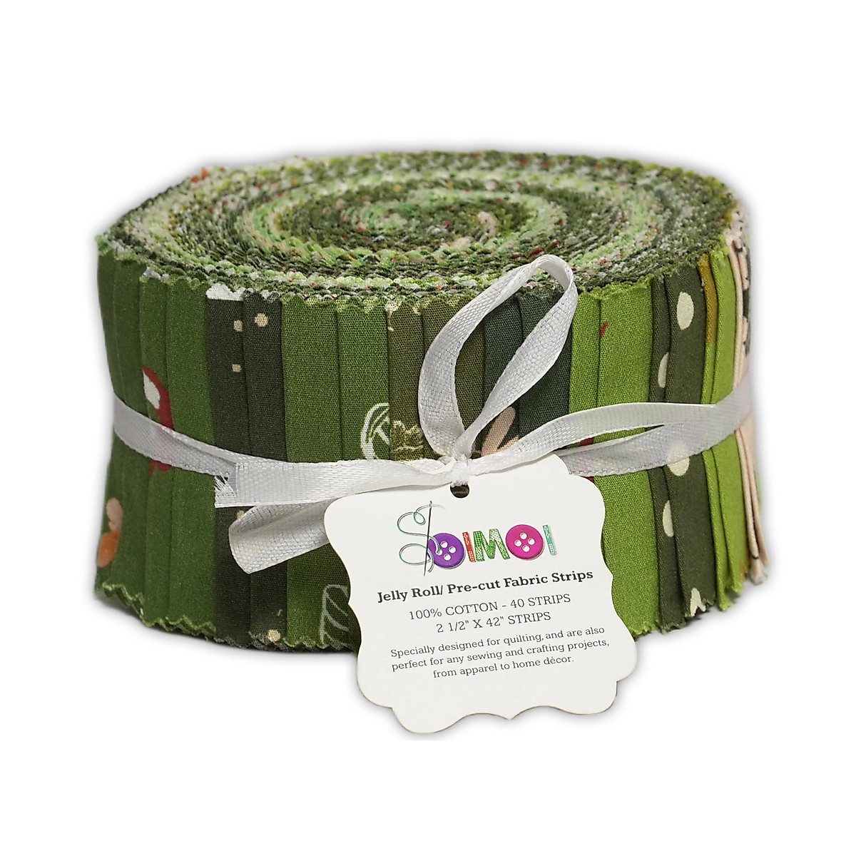 Soimoi 40Pcs Florals Print Cotton Precut Fabrics for Quilting Craft Strips 2.5 x 42 inches Jelly Roll