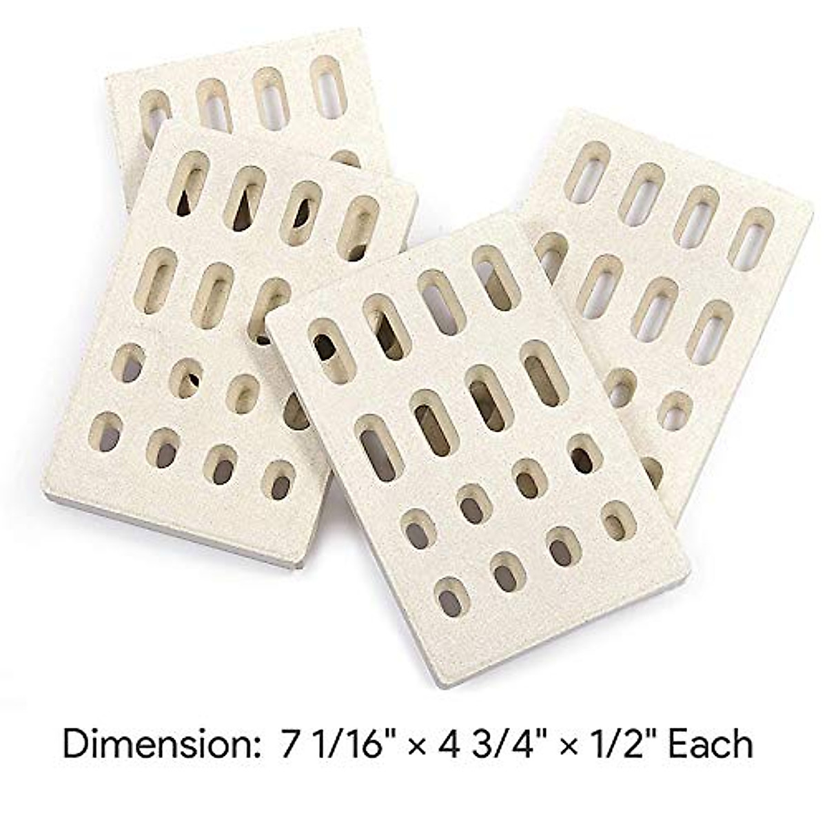 bbq777 8-Pack Ceramic Brick Flame Tamer, Grill Ceramic Briquettes Replacement Parts for Barbeques Galore Grand Turbo, Members Mark, Grand Turbo Grand Hall, Ceramic Radiant Heat Plate