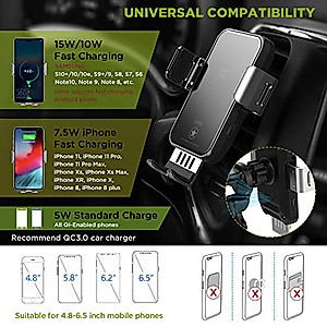 15W Fast Wireless Car Charger Mount - Wireless Charging Car Mount Auto-Clamping.Windshield/Air Vent Phone Holder,Quick Charging for iPhone 8/9/10/11/12/13/14 Pro/MAX/XS/XR/X/8/Plus Samsung Galaxy