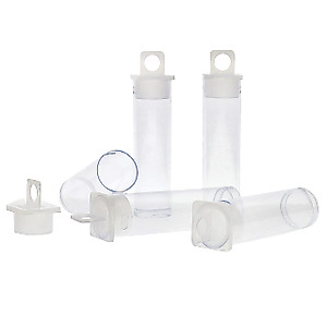 The Beadsmith Clear Plastic Tubes - 2-Inch-Long Round Tubes, 9/16 Inches in Diameter - Hanging Caps - Use for Beads, Bath Salts, Wedding & Party Favors, Home or Office Storage - Bag of 100