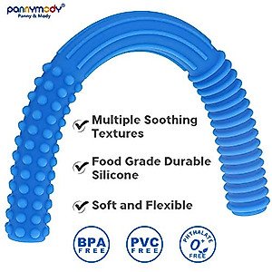 Sensory Teething Tubes(3 Pack), Soft Silicone Teether Toy for Babies - Therapeutic Chewy Stick for Kids, Boys and Girls with Autism, ADHD, SPD, Biting, Chewing, Oral Motor Needs(Blue,Green,Red)