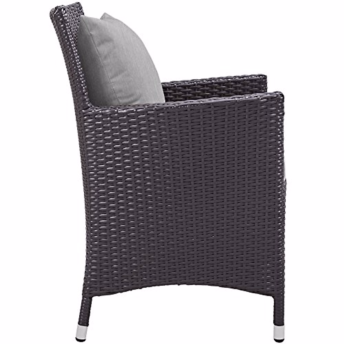 Modway Convene Wicker Rattan Outdoor Patio Dining Armchair with Cushion in Espresso Gray