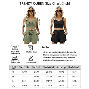 Trendy Queen Two Piece Summer Outfits 2 Piece Sets 2025 Sleeveless Matching Lounge Crop Top High Waisted Short Green XL