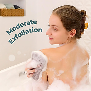 myHomeBody Dual-Texture Shower Sponge Exfoliating Sponge, Bath Sponge for Women, Body Scrubber Body Exfoliator, Body Sponge, Loofah Sponge for Men, Exfoliating Sponge,1pc