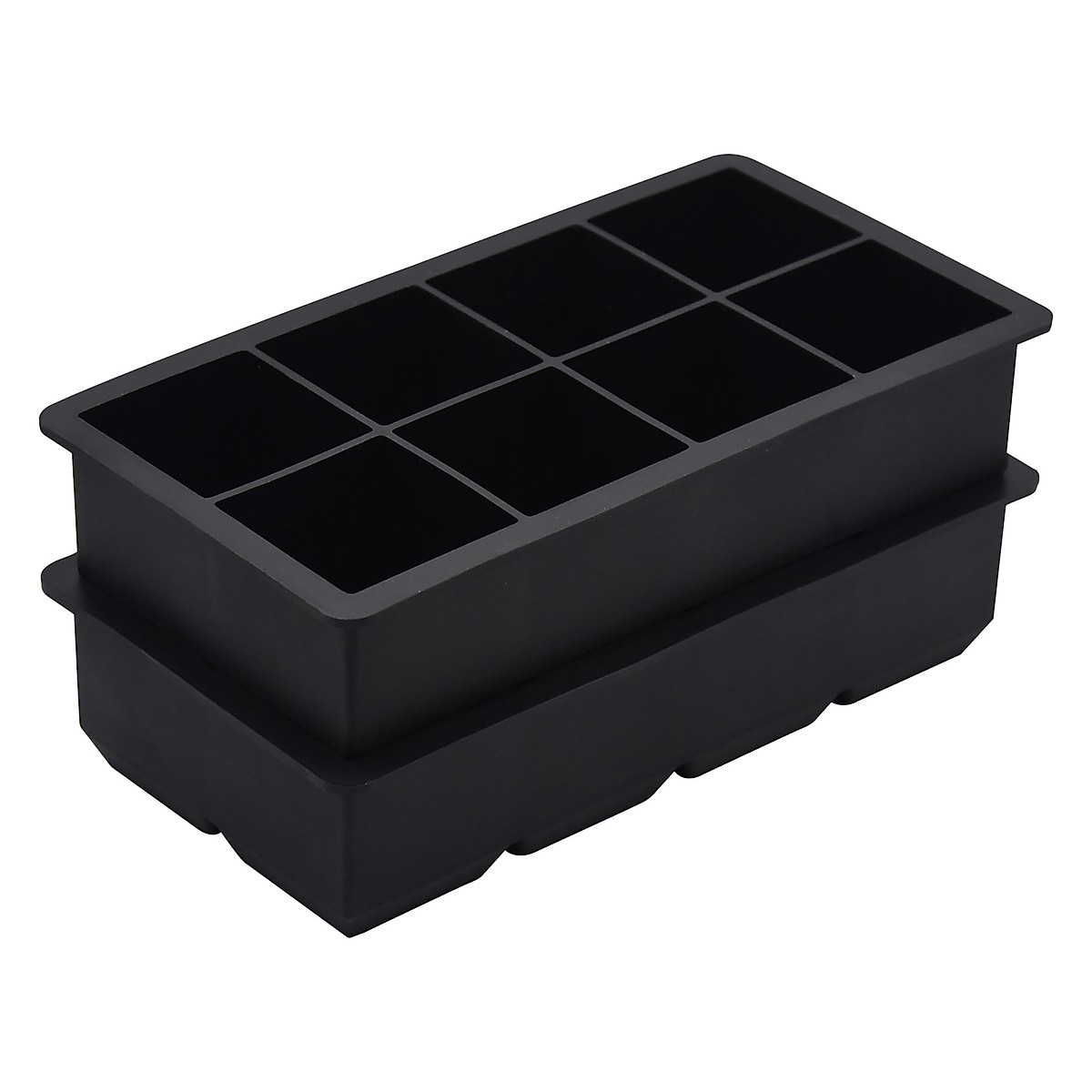 Bangp Large Ice Cube Trays with Lids 2 Pack,Silicone Ice Trays for Freezer,Easy Release Silicone Ice Cube Tray,8 Big Square Ice Cubes per Tray Ideal for Cocktails,Whiskey,Soups and Frozen Treats