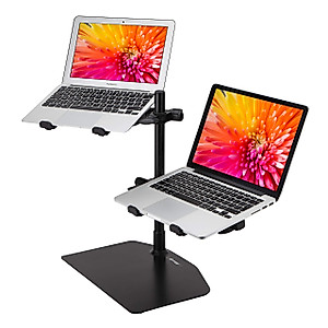 Saintfield Studios - Universal Dual Laptop Stand with Adjustable Height - Double DJ Laptop Holder, Ideal for 2 Devices - Complete with Cable Organizer Pouch