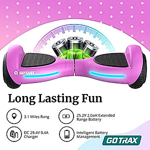Gotrax FLASH Hoverboard for Kids, 6.5" Wheels & LED Light, Max 2.5 Miles and 5mph Power by Dual 150W Motor, UL2272 Certified Self Balancing Scooter Gift for 44-88lbs Kids(Purple)