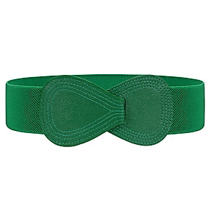 JASGOOD Women Stretchy Belt for Dresses Vintage Elastic Wide Waist Belt, Halloween Cosplay Belt, A-Green
