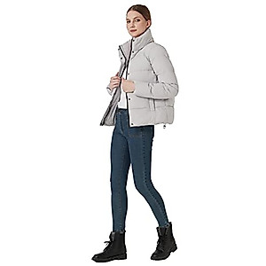 ROYAL MATRIX Women's Cropped Puffer Jacket Winter Lightweight puffer jacket Short Warm puffy Jacket (Grey, Medium)