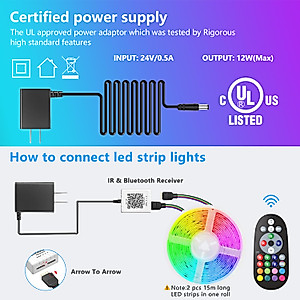 Nexillumi 65.6ft LED Lights for Bedroom Music Sync Color Changing RGB LED Strip Rope Lights 44-Key Remote, 5050 RGB LED Light Strips(APP+Remote+Mic)