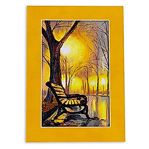 8.5x11 Mat Bevel Cut for 5x6 Photos - Acid Free Bright Yellow Precut Matboard - For Pictures, Photos, Framing - 4-ply Thickness