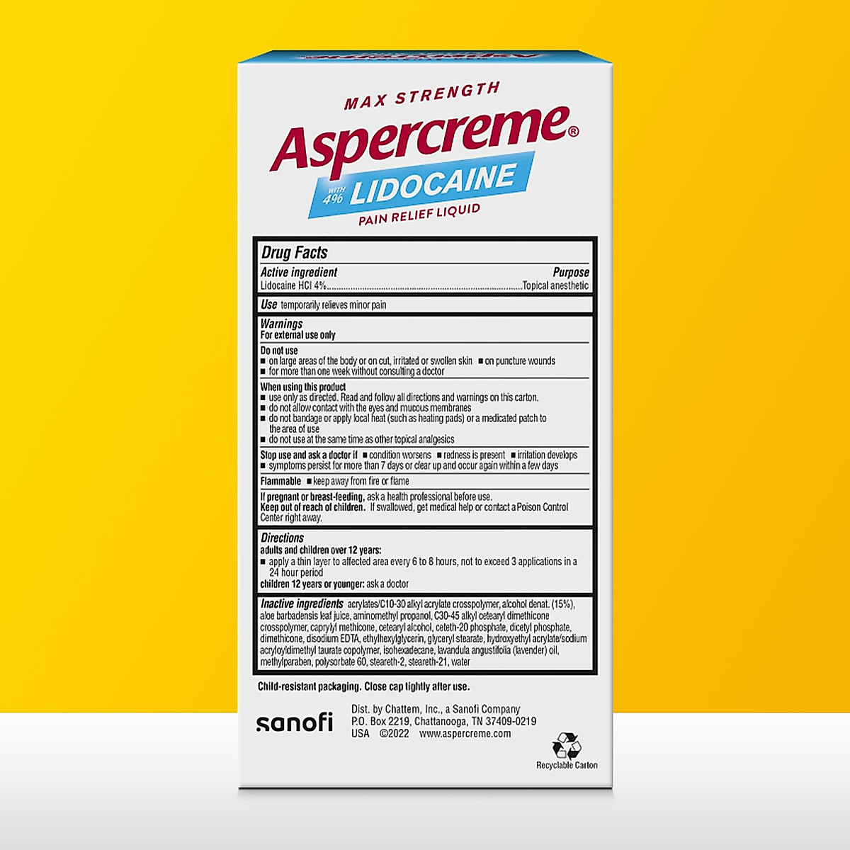 Aspercreme Essential Oils Lidocaine Pain Relief With Lavender, Roll-On No Mess Applicator, 2.5 oz.