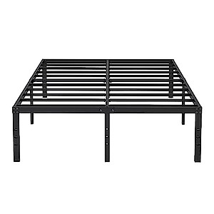 Cieemine 18 Inch Full Size Metal Bed Frame, Heavy Duty Steel Slat Mattress Foundation,No Box Spring Needed, Easy Assembly, Noise-Free,Black