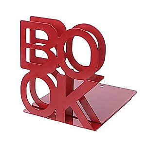 Wonzonewd File Sorters Alphabet Shaped Metal Bookends Iron Support Holder Desk Stands for Books (Color : Red)