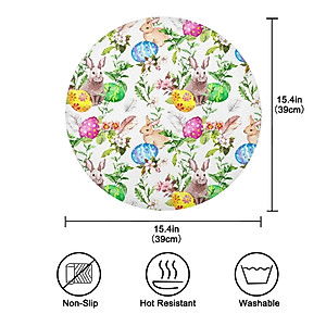 senya Easter Bunny Colored Eggs Round Placemats Set of 6 for Dining Table Heat Insulation Non-Slip Washable Place mats