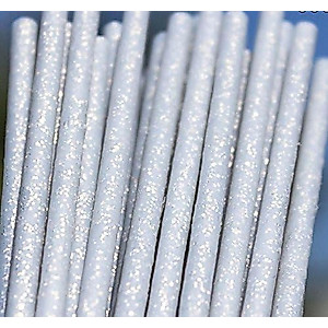 50pcs Silver Fairy Dust Glitter Plastic Sticks, 6" (150mm) x 5/32" (4.5mm)