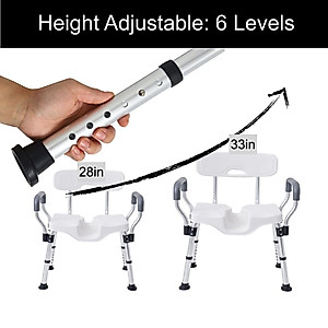 Urby Plus Size Shower Chair, Semi Pre-Assambled Extra Wide Shower Chair with Cutout Seat-U-Shape for Private Washing, Shower Chair for Elderly and Disabled, 150kg Capacity.