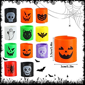 SULOLI Halloween Coil Springs for Kids, 36pcs Assorted Halloween Theme Pattern Spring Toys Party Favors Halloween Treat Bags Gifts