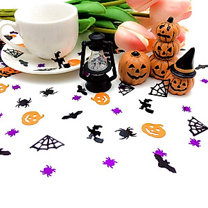 Halloween Confetti | Glitter Confetti Sprinkles for Party Table Scatters Decoration | Pumpkin Bat Witch Spider Confetti for Party Supplies | Metallic Foil | 45g 1.6OZ 1100Pcs
