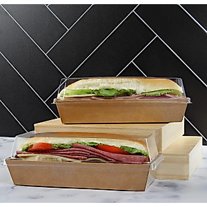 Lot45 Sandwich Paper Craft Box with Lid - 30pk 7.5in Long Sushi To Go Boxes Disposable Food Containers with Lids