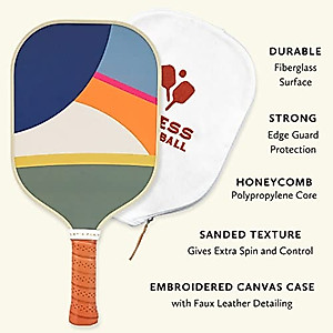 Recess Pickleball Paddle - USA Pickleball Association Approved Racket - with Honeycomb Core, Fiberglass Exterior, Canvas Covers, & Comfort Grip - Premium and Lightweight