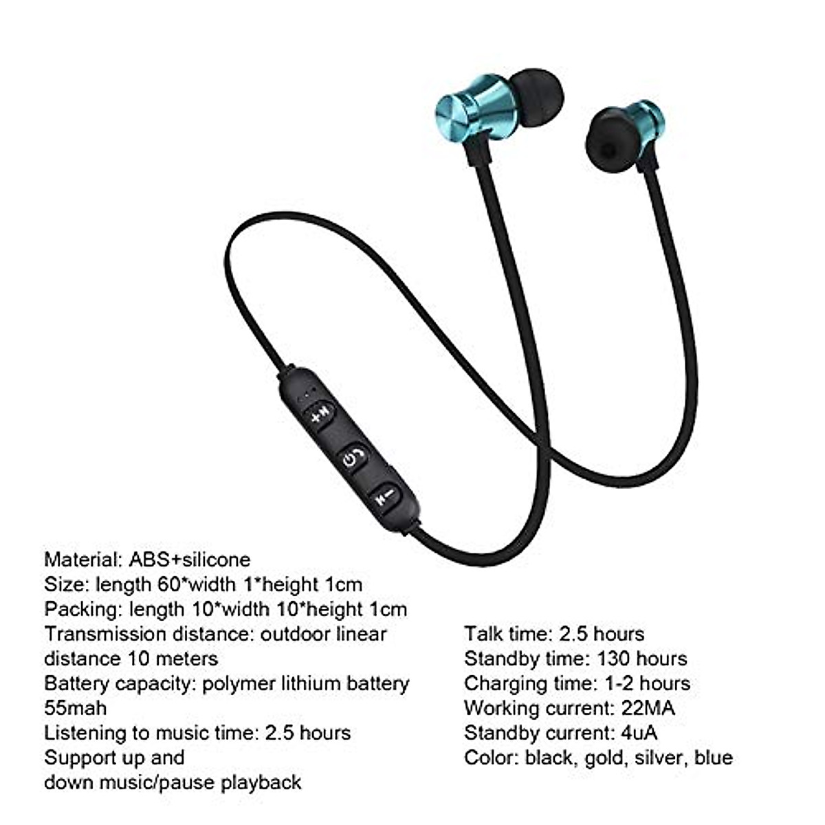Bluetooth Headphones - Best Sports Earbuds - Headphones Wireless Bluetooth - Xt11 Earphone Wireless Magnetic in-Ear Universal Bluetooth Earphone for Sports Blue