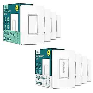 4 Pack Smart Dimmer Switch + 4 Pack Smart Light Switch Bundles