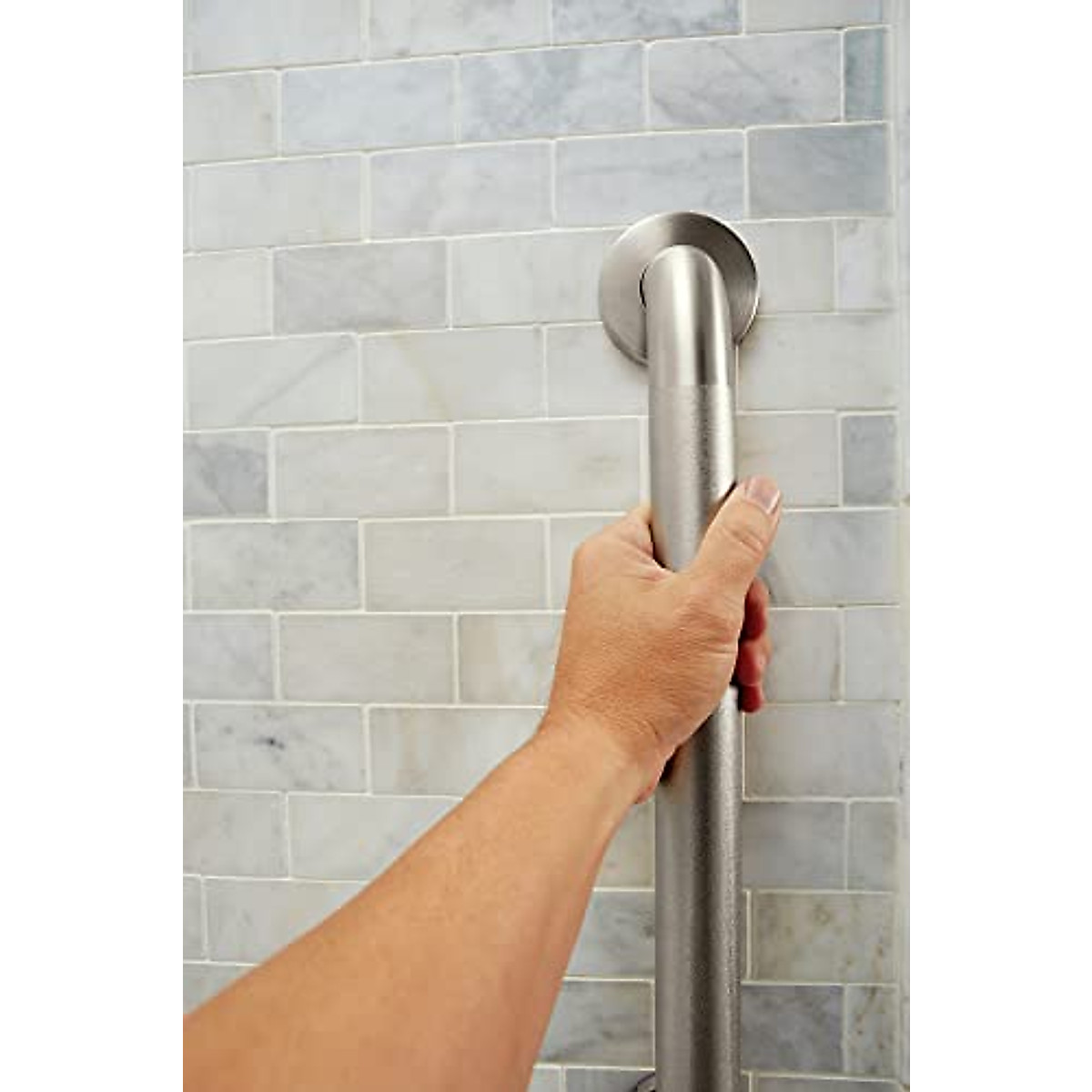 Moen R8718P Home Care Bathroom Safety 18-Inch Grab Bar with Concealed Screws, Peened