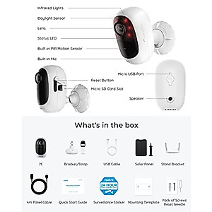 REOLINK Outdoor, Indoor Wireless Security Camera, Battery Solar Powered with 1080P HD, Night Vision, Two-Way Talk, 2.4GHz WiFi for Home Surveillance, Motion Only Alert, No Hub Needed