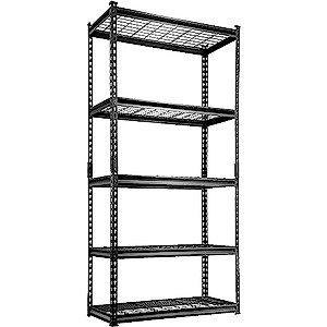 VEVOR Storage Shelving Unit, 5-Tier Adjustable, 2000 lbs Capacity, Heavy Duty Garage Shelves Metal Organizer Wire Rack, Black, 36" L x 16" W x 72" H for Kitchen Pantry Basement Bathroom Laundry Closet