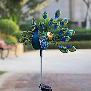 Peacock Garden Decor Outdoor Solar Lights Pathway Stake Metal Lights Garden Backyard Patio Accessories Gifts Valentine's Day Gifts Birthday Gifts Mother's Day Gifts