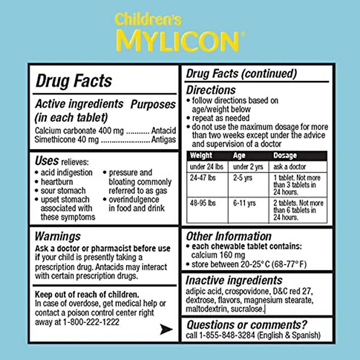 MYLICON Children's Tummy Relief for Kids, 24 Cherry Flavored Chewable Tablets