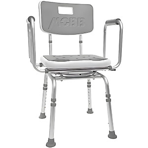 MOBB Premium Bathroom Swivel Shower Chair Bath Bench with Back, 360 Degree Swivel Seat with Locking Mechanism