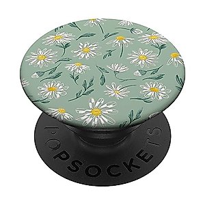 Pattern Sage Green Flowers Pastel Daisy Flower Aesthetic PopSockets Standard PopGrip