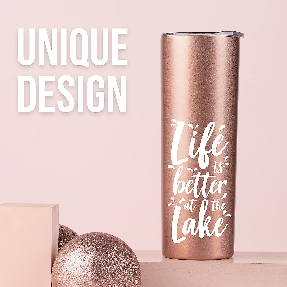 Lake Gifts for Women, Life is Better at the Lake 20oz Stainless Steel Insulated Tumbler, Housewarming Gifts for Lake House, Fishing Gifts, Perfect for Boat Owner/Lake Lovers, Lake Life Gifts