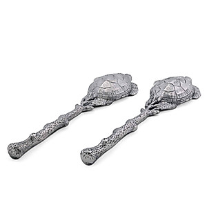 Arthur Court Salad Servers Sea Turtle Metal Pair Ocean Coastal Table 2 pieces Cast Aluminum 11.5 inch Long